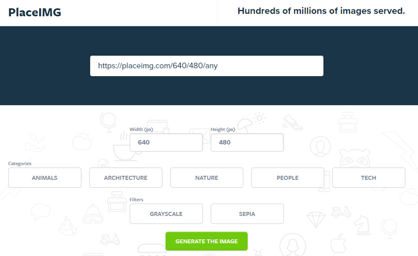 Placeholder text and image generators.