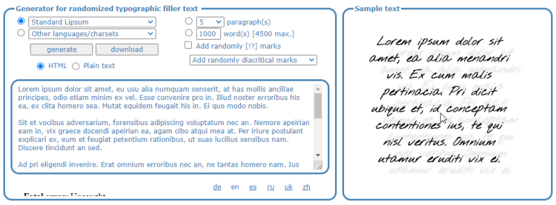 Placeholder text and image generators.