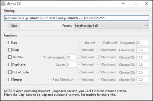 Testing with Clumsy.