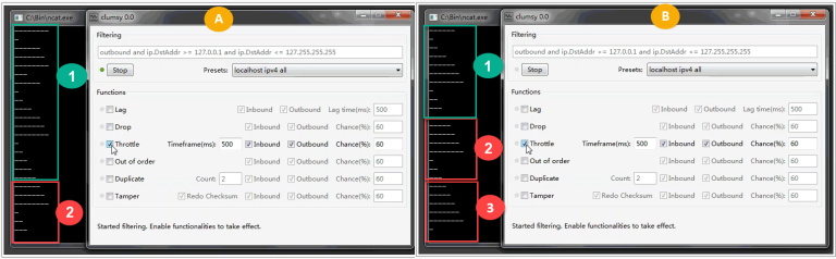Testing with Clumsy.