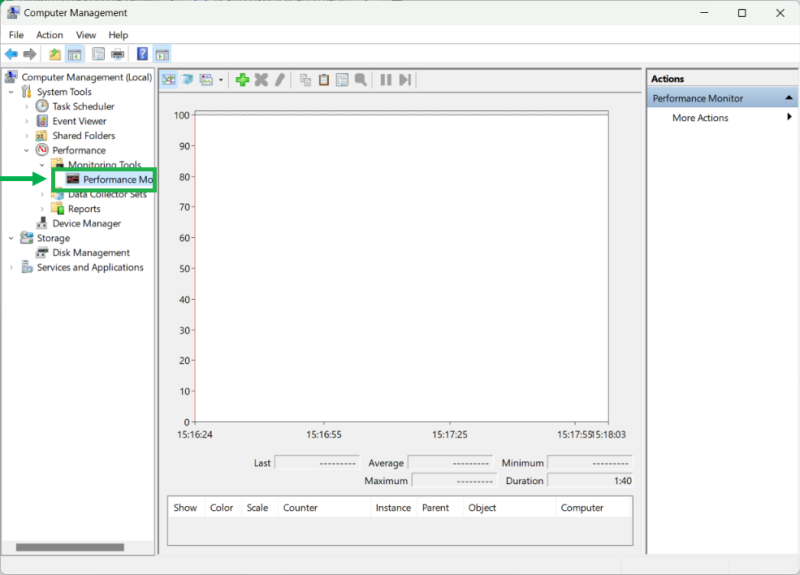 How to display the resource monitor in Windows.