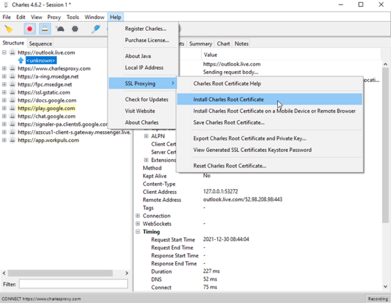 Using Charles in testing.